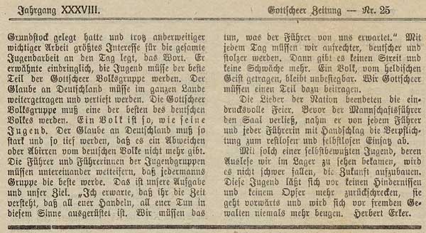 Gottscheer Zeitung, Organ der Gottscheer Deutschen Volksgruppe, Nr. 25 ...